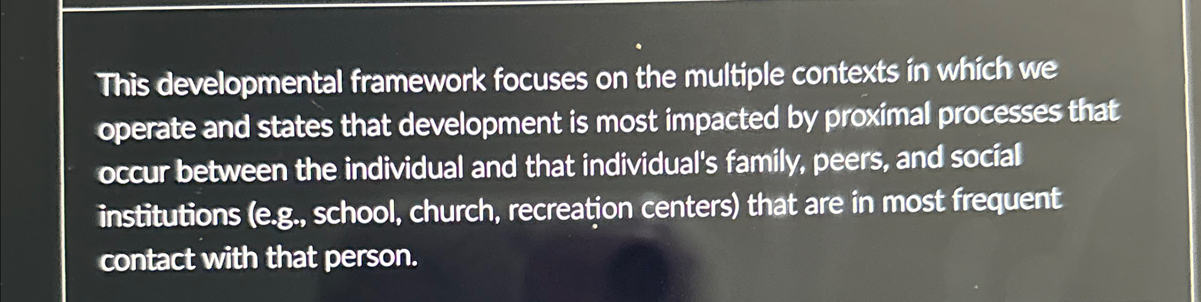 Solved This developmental framework focuses on the multiple | Chegg.com