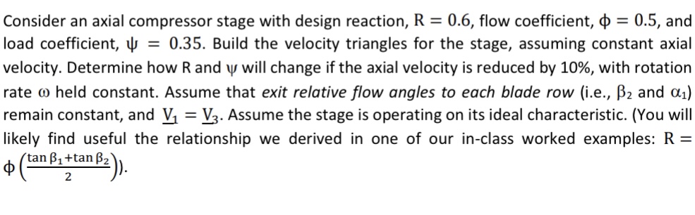 Solved Consider an axial compressor stage with design | Chegg.com