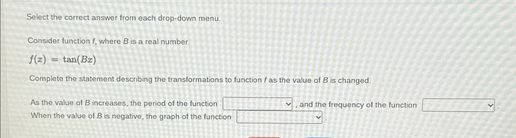 Solved Select the correct answer from each drop-down | Chegg.com