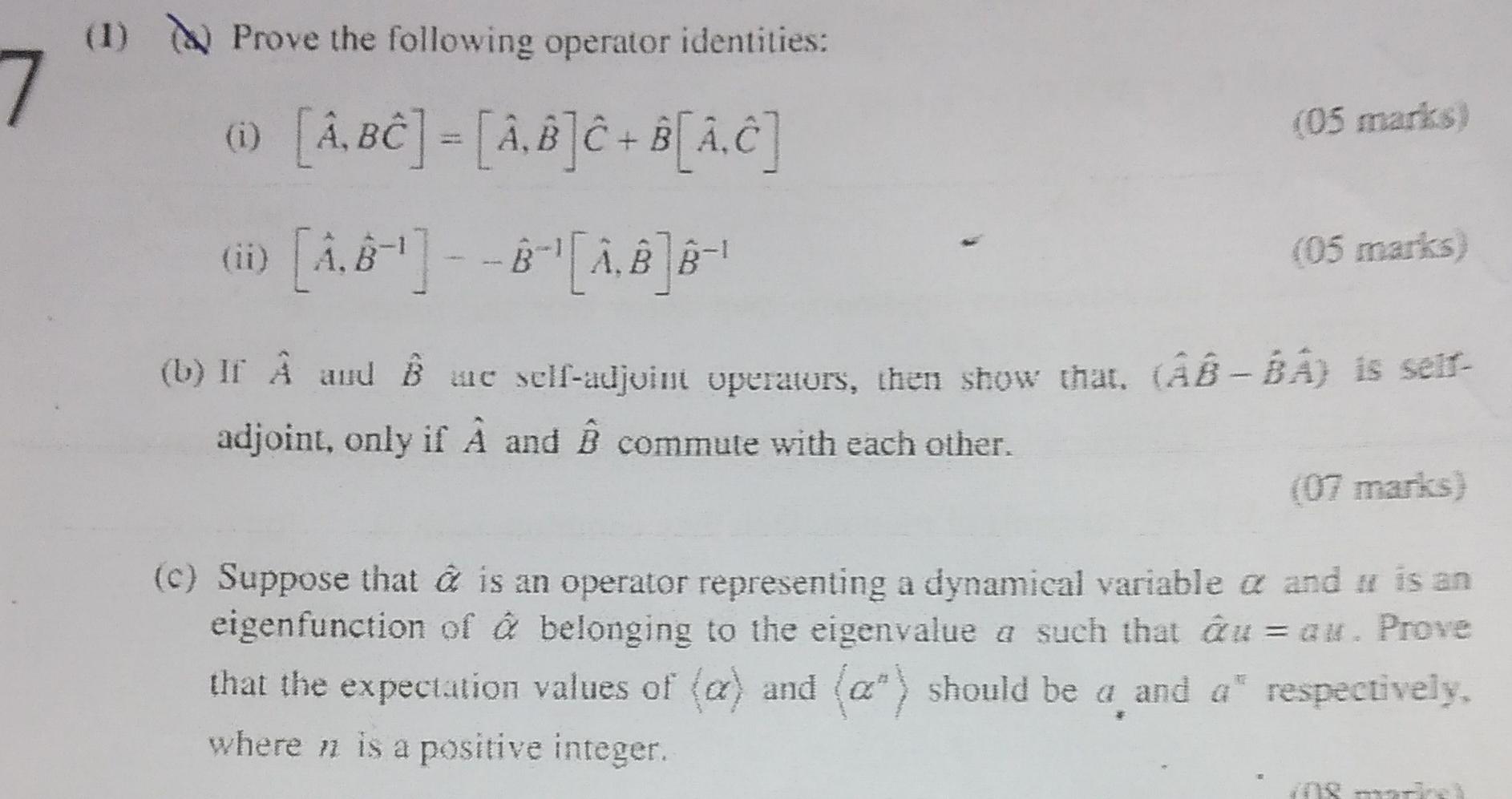 Solved (d) Prove the following operator identities: (i) \\( | Chegg.com