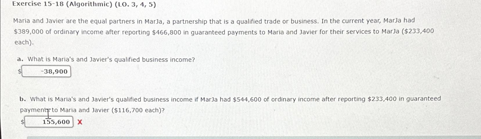 Solved Exercise 15-18 (Algorithmic) (L0. 3, 4, 5)Maria and | Chegg.com