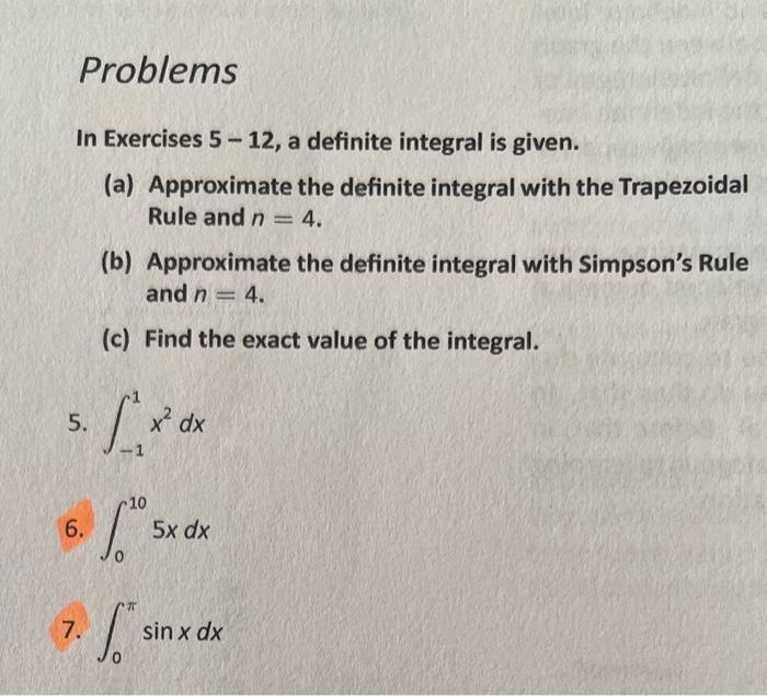 Solved In Exercises 5-12, a definite integral is given. (a) | Chegg.com