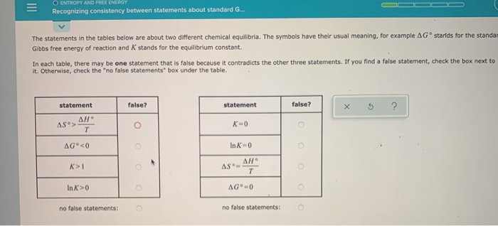 Solved O ENTROPY AND FREE ENERGY Recognizing consistency | Chegg.com