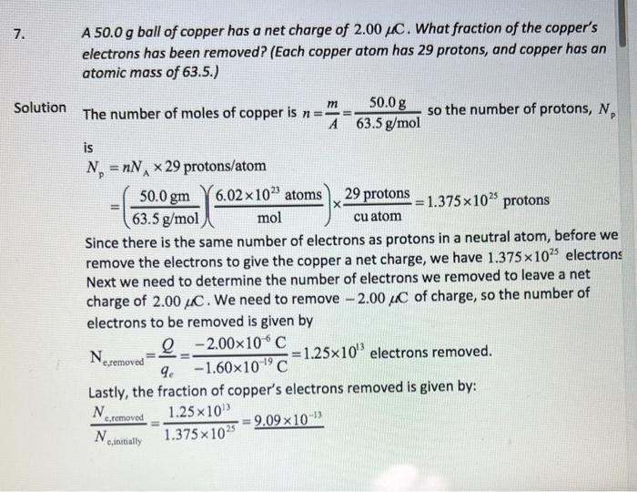 Solved A 50.0 g ball of copper has a net charge of 2.00μC. | Chegg.com
