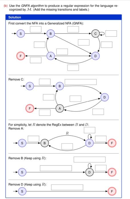 Solved (b) Use the GNFA algorithm to produce a regular | Chegg.com