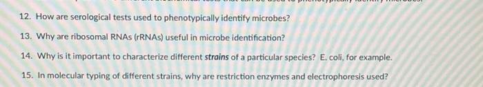 Solved 12 How Are Serological Tests Used To Phenotypically Chegg