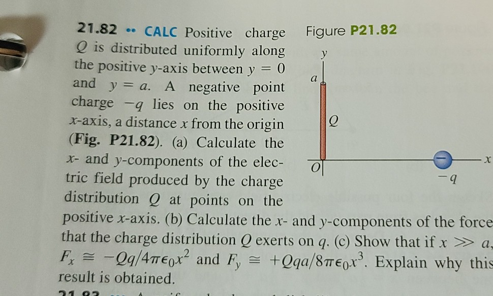 Solved Figure P21.82 a 21.82 .. CALC Positive charge Q is | Chegg.com