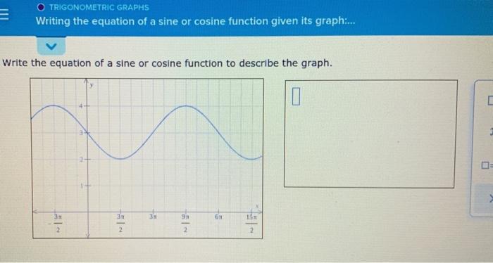 Solved O TRIGONOMETRIC GRAPHS Writing the equation of a sine | Chegg.com