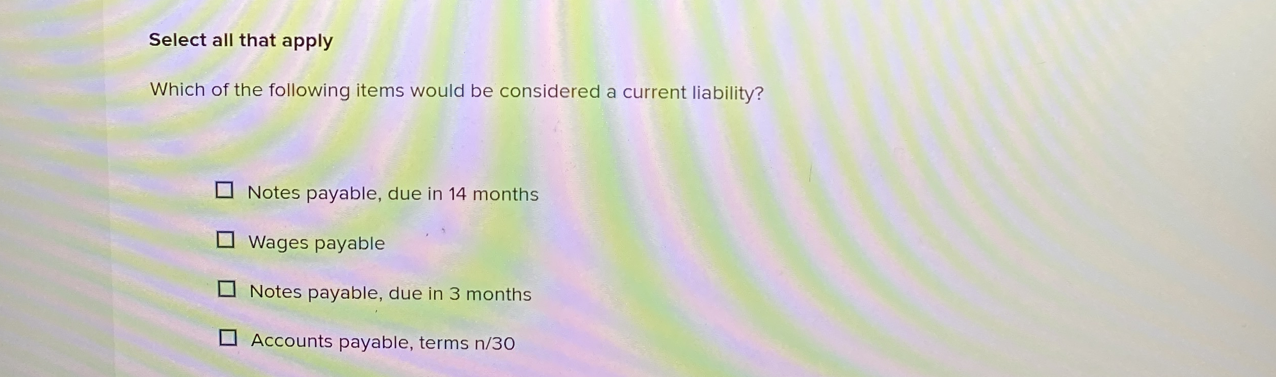 Solved Select all that applyWhich of the following items | Chegg.com