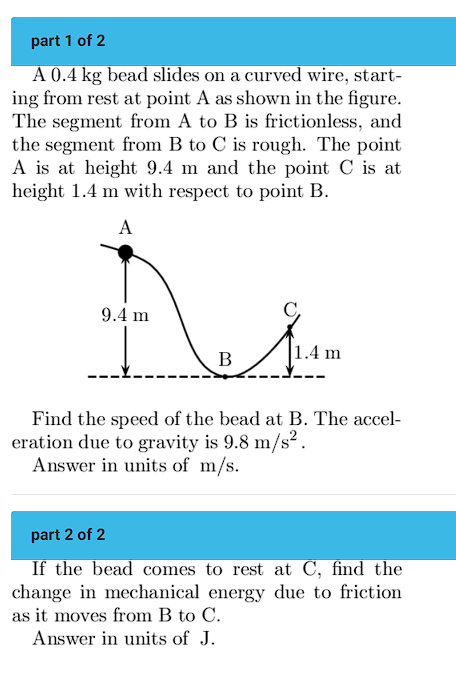 Solved part 1 ﻿of 2A 0.4kg ﻿bead slides on a curved wire, | Chegg.com
