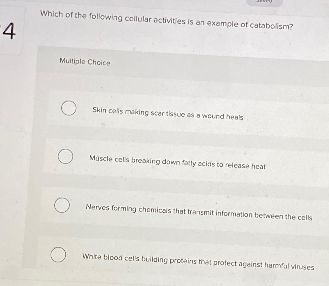 Solved Which of the following cellular activities is an | Chegg.com