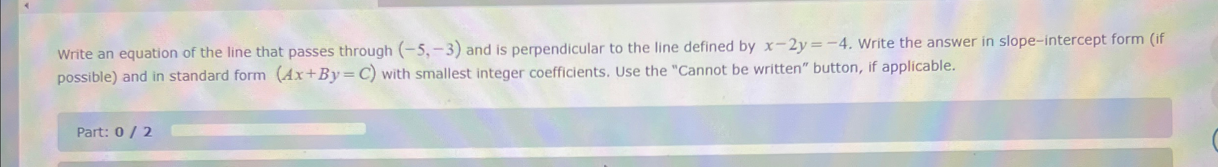 Solved Write an equation of the line that passes through | Chegg.com