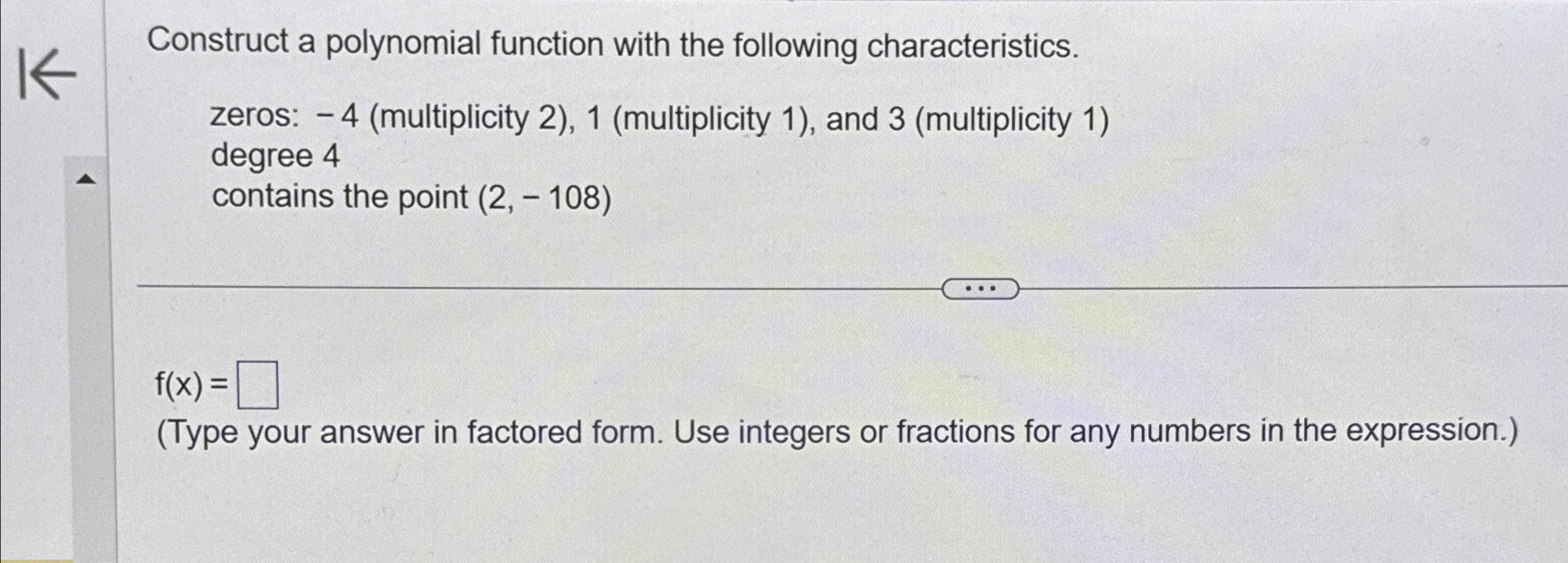 Solved Construct a polynomial function with the following | Chegg.com