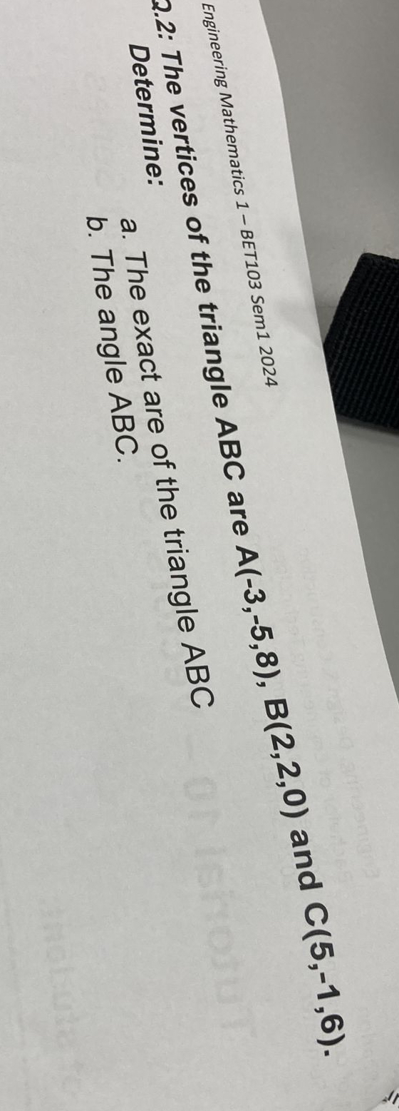 Solved The vertices of the triangle ABC are | Chegg.com