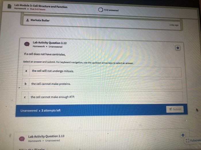 Lab Module 2: Cell Structure and Function Homework . | Chegg.com