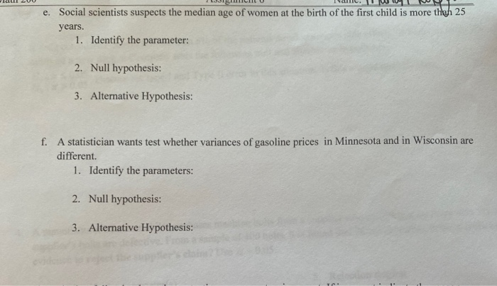 Solved Math 200 1. Identify the parameter and set up null | Chegg.com