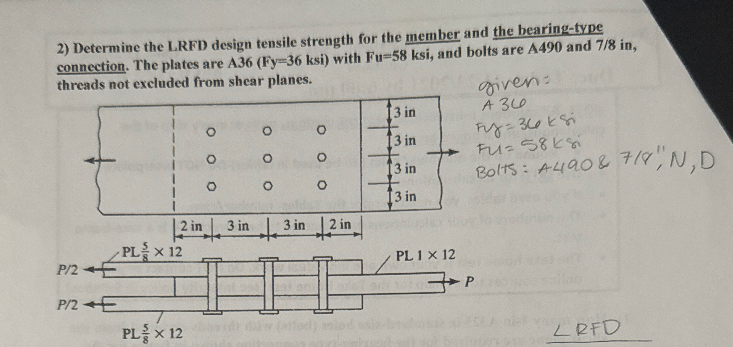 Solved Determine the LRFD design tensile strength for the | Chegg.com