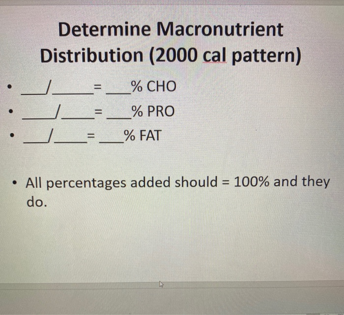 Solved Determine Macronutrient Distribution (2000 cal | Chegg.com