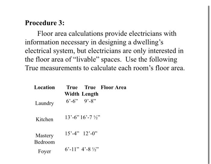Solved Procedure 3: Floor area calculations provide | Chegg.com