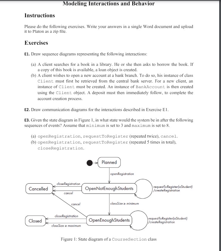 Solved Modeling Interactions and BehaviorInstructionsPlease | Chegg.com