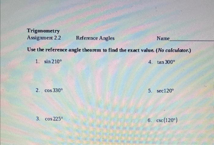 Solved Use the reference angle theorem to find the exact | Chegg.com