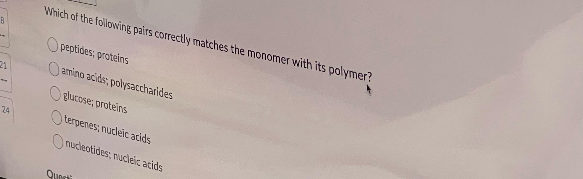 Solved Which of the following pairs correctly matches the | Chegg.com