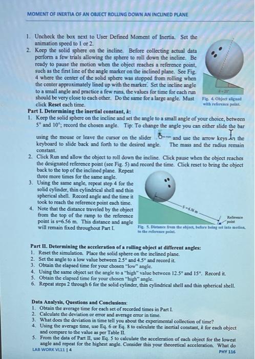 Solved MOMENT OF INERTIA OF AN OBJECT ROLLING DOWN AN | Chegg.com