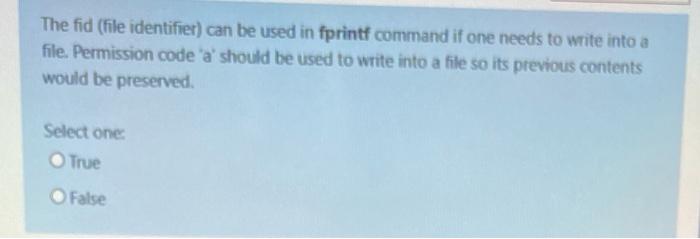 Solved The fid (file identifier) can be used in fprintf | Chegg.com
