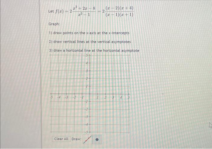 Solved Let f(x)=2x2−1x2+2x−8=2(x−1)(x+1)(x−2)(x+4) Graph: 1) | Chegg.com