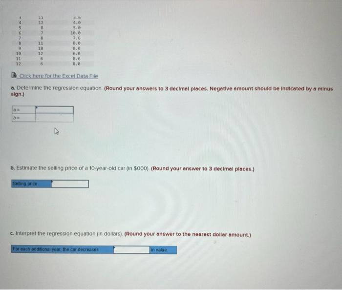 Solved [ Click here for the Excel Data Flle a. Determine the | Chegg.com