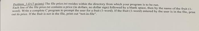 Solved Problem 3.D (7 points) The file price.txt resides | Chegg.com