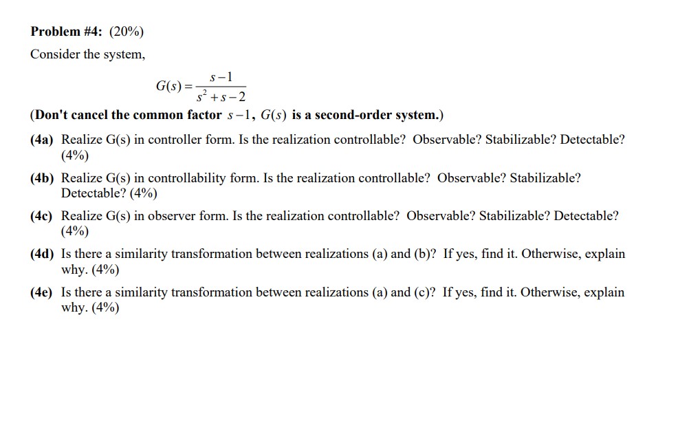 Solved Problem #4: (20%)Consider the | Chegg.com