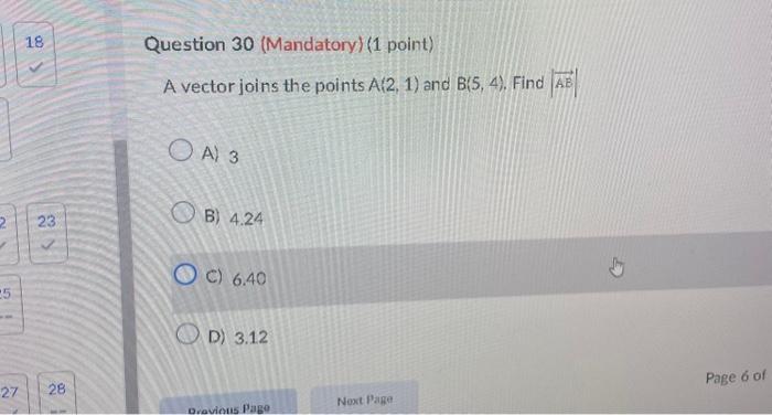 Solved A vector joins the points \\( A(2,1) \\) and \\( | Chegg.com