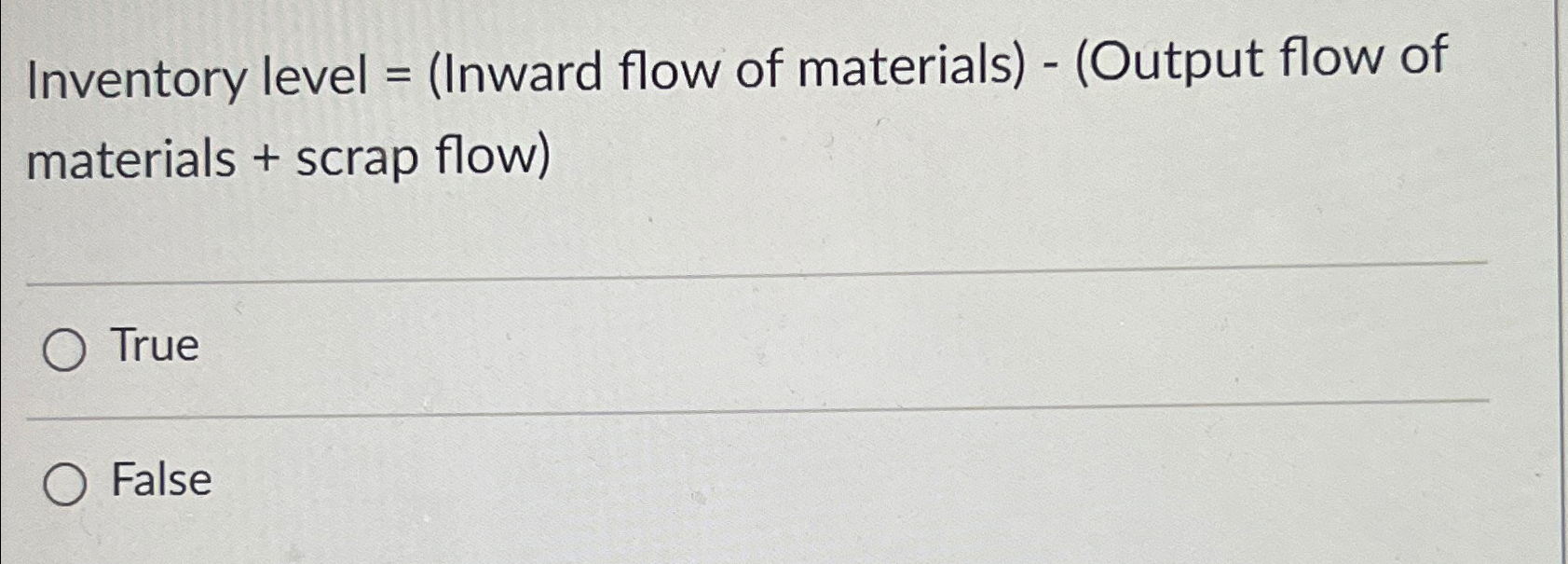 Solved Inventory level = (Inward flow of | Chegg.com