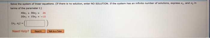 Solved Find a parametric representation of the solution set | Chegg.com