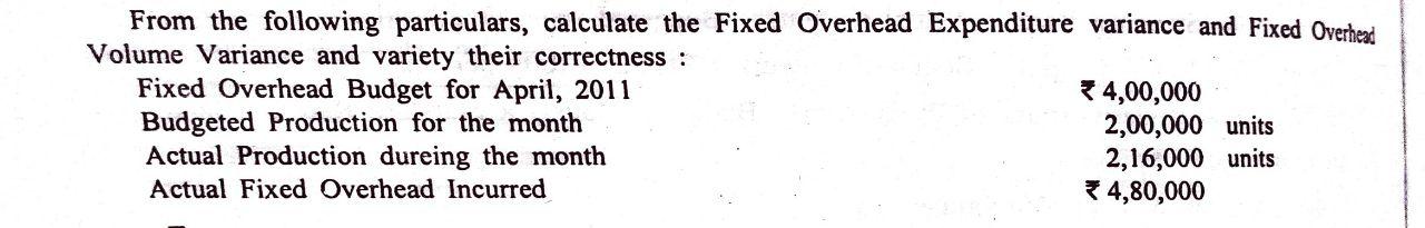 Solved From the following particulars, calculate the Fixed | Chegg.com