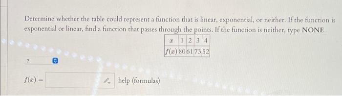 Solved Determine whether the table could represent a | Chegg.com