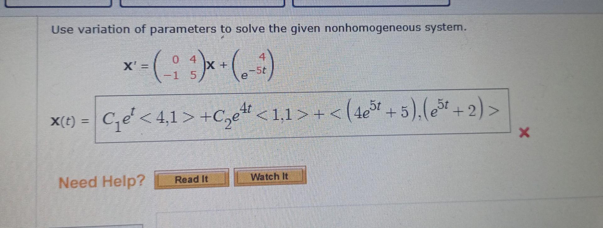 Solved Use variation of parameters to solve the given | Chegg.com