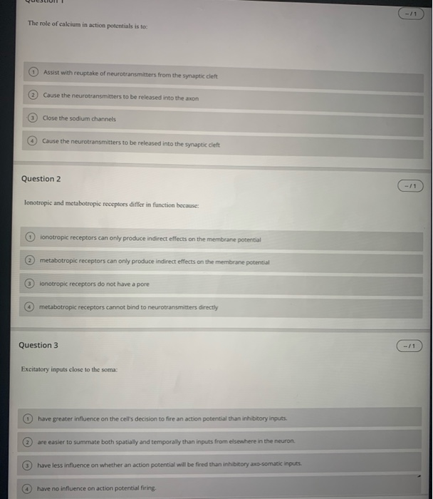 Solved The role of calcium in action potentials is to: | Chegg.com