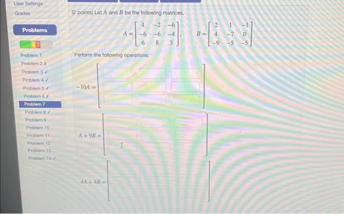 Solved (2 points) Let A and B be the following matrices. | Chegg.com