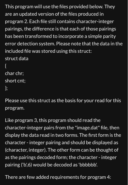 Solved This program will use the files provided below. They | Chegg.com