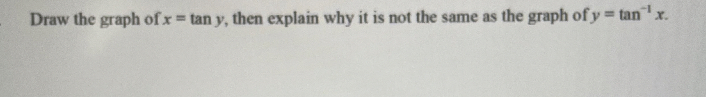 Solved Draw the graph of x=tany, ﻿then explain why it is not | Chegg.com