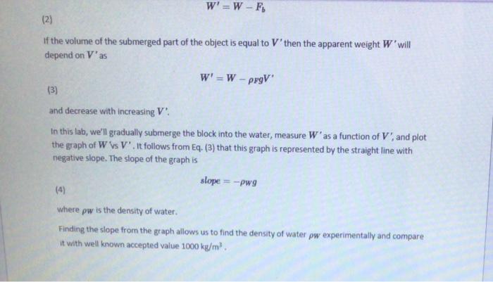 Solved Experiment 11: Buoyant Force The objective of this | Chegg.com
