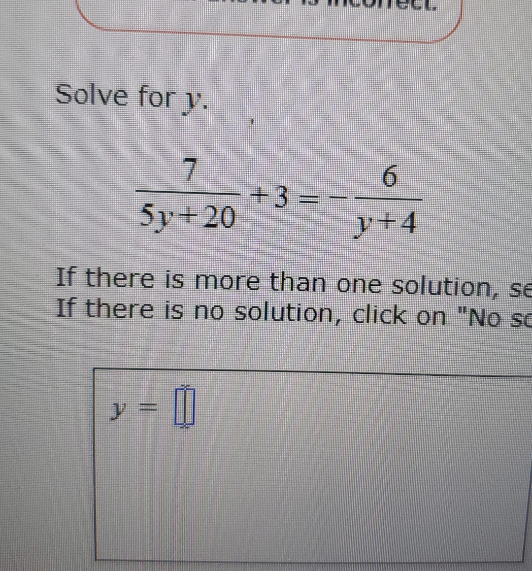 Solved Solve for y.75y+20+3=-6y+4If there is more than one | Chegg.com