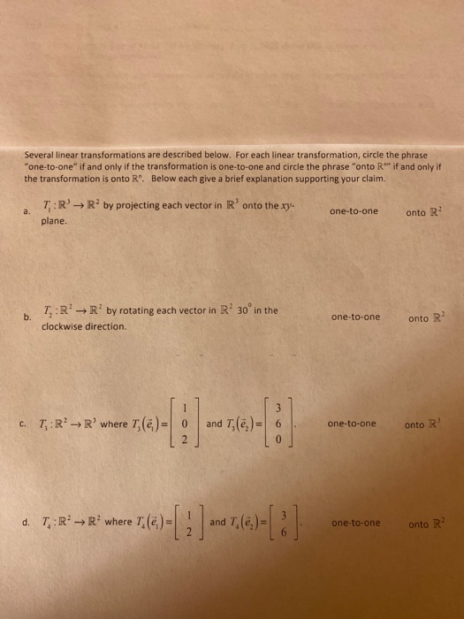 Solved Several linear transformations are described below. | Chegg.com