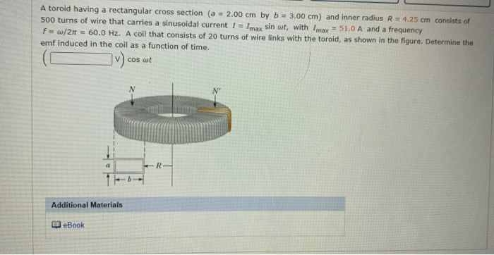 Solved A toroid having a rectangular cross section (a = 2.00 | Chegg.com