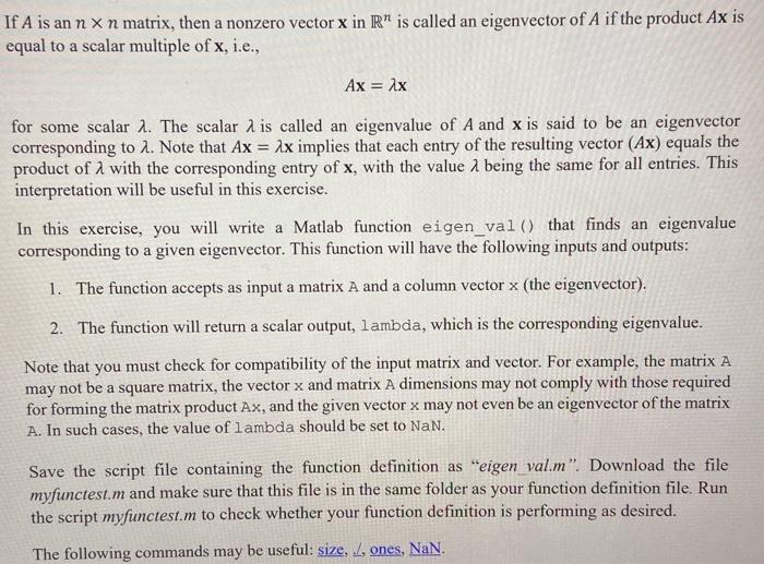 Solved If A is an n x n matrix, then a nonzero vector x in | Chegg.com