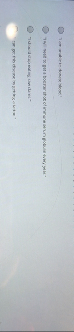 Solved \geoquad 7 ﻿am unable to donate blood."\geoquad "I | Chegg.com