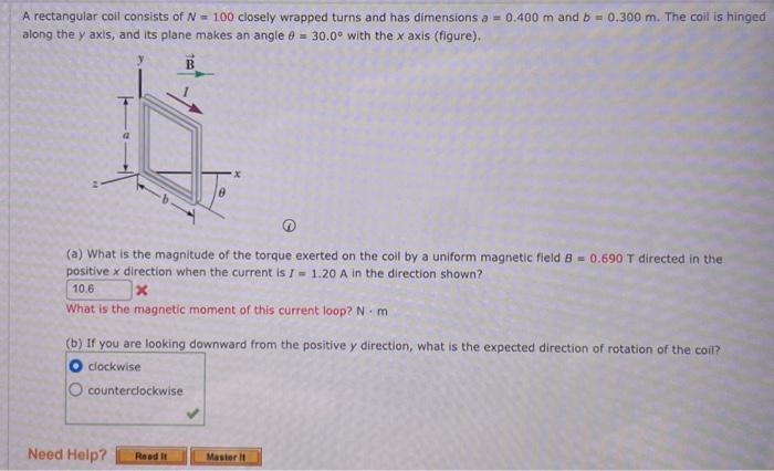 Solved A rectangular coil consists of N=100 closely wrapped | Chegg.com