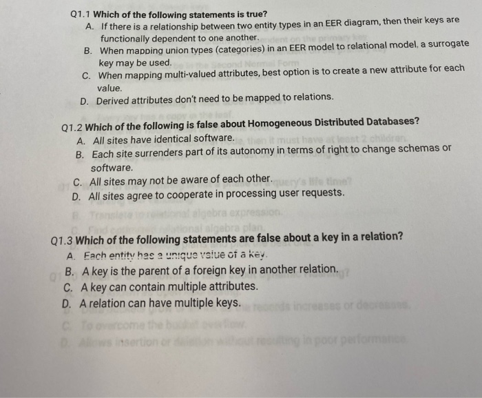 Solved Q1.1 Which of the following statements is true? A. If | Chegg.com